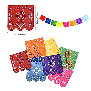 Recosis Fiesta Party Decorations, Multicoloured Tablecover Paper Fans Pompoms Decorations Mexicano Plastic Papel Picado Banner for Fiesta Mexican Cinco De Mayo Taco Birthday Party Supplies