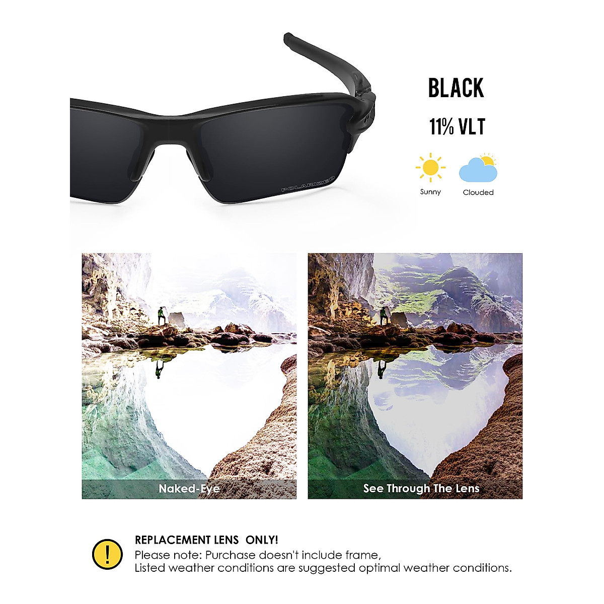 BLAZERBUCK Polarized Replacement Lenses for Oakley Flak 2.0 XL OO9188- Black