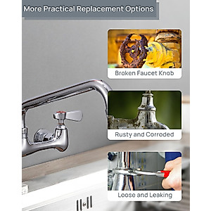 Phivan Commercial Faucet Parts Kitchen Faucet Handle Replacement Kit - Lever Handles 0.43" Round Stem Hole Fits Most 3/8" Shaft, Ideal for Kitchen, Laundry, Restaurant, and Industrial Use (Red)