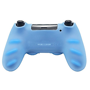 Controller Skin for PS4,BRHE Anti-Slip Grip Silicone Cover Protector Case Compatible with PS4 Slim/PS4 Pro Wireless/Wired Gamepad Controller with 2 Cat Paw Thumb Grip Caps (Blue)