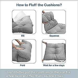 LVTXIII Outdoor Seat/Back Chair Cushion Patio Tufted High Back Cushion, Seasonal Replacement Rocking Chair Cushion with Ties (44” L x 22W”, Set of 2, Black Lush Leaf)