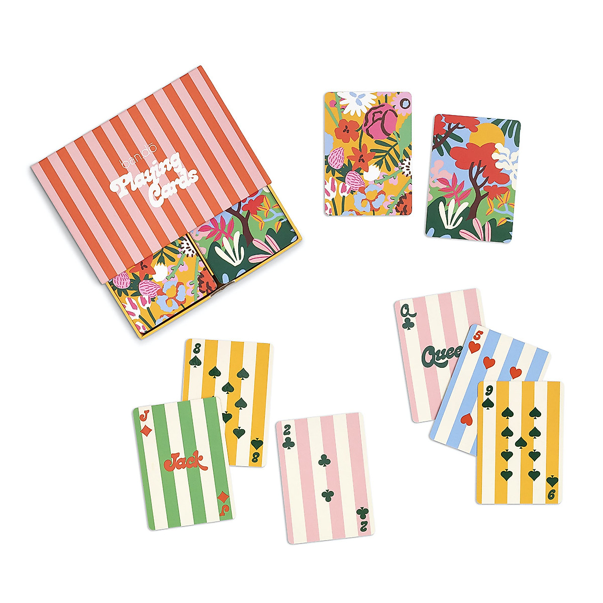 ban.do 2 Decks of Playing Cards, Cute 52-Count Standard Card Deck with Case, Floral