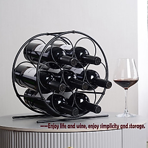 GOSSI 3- Tier Home Wine Bar Restaurant Hotel for Wine Lovers Wine Rack Standing Floor Cabinets Wine Bottle Holders Stands - Black 7 Bottle Metal Stand Christmas Decorations（23035）