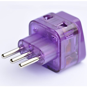 Power Travel Adapter Plug [with Built-in Surge Protector and 2 Plug-in Ports] for Italy, Chile, Uruguay