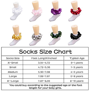 8 Pairs 3D Three-dimensional Big Ruffled Lace Cotton Socks, Frilly Dress Princess Socks for Little Girls 0-10 Years