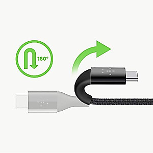 Belkin DuraTek Plus USB-C to USB-A Cable with Strap (Ultra-Strong USB to USB-C Cable/USB Type-C), Black, 6'/1.8m