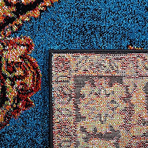 SAFAVIEH Vintage Hamadan Collection 6'7" x 9' Gold / Light Blue VTH219D Oriental Traditional Persian Non-Shedding Living Room Bedroom Dining Home Office Area Rug