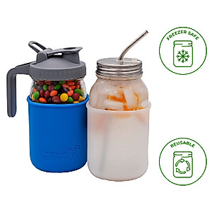 Quart 32oz Silicone Sleeves/Jackets for Protecting Ball, Kerr, Canning Jars by Mason Jar Lifestyle (Charcoal Gray, 2 Pack)