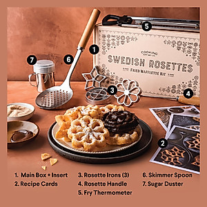 Swedish Rosettes Cooking Set - Funnel Cake Maker with Traditional Waffle Iron - Unique Gifts for Cooks Baking Set - Mini Waffle Maker Baking Kit - Cooking Gifts, Chef Gifts, Food Gift, Hostess Gift