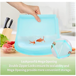 KVK Silicone Reusable Food Storage Bags, 4 Pack Heavy Duty Leakproof Ziplock Bags, Oven, Microwave & Dishwasher Safe, 100% Food Grade Silicone