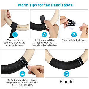 Gonex Wooden Gymnastic Rings with Adjustable Number Straps, Olympic Rings for Gym, Workout, Exercise, Outdoor Training, Quick Install Carabiner, 8.5 ft Straps Pull Up Non-Slip Rings