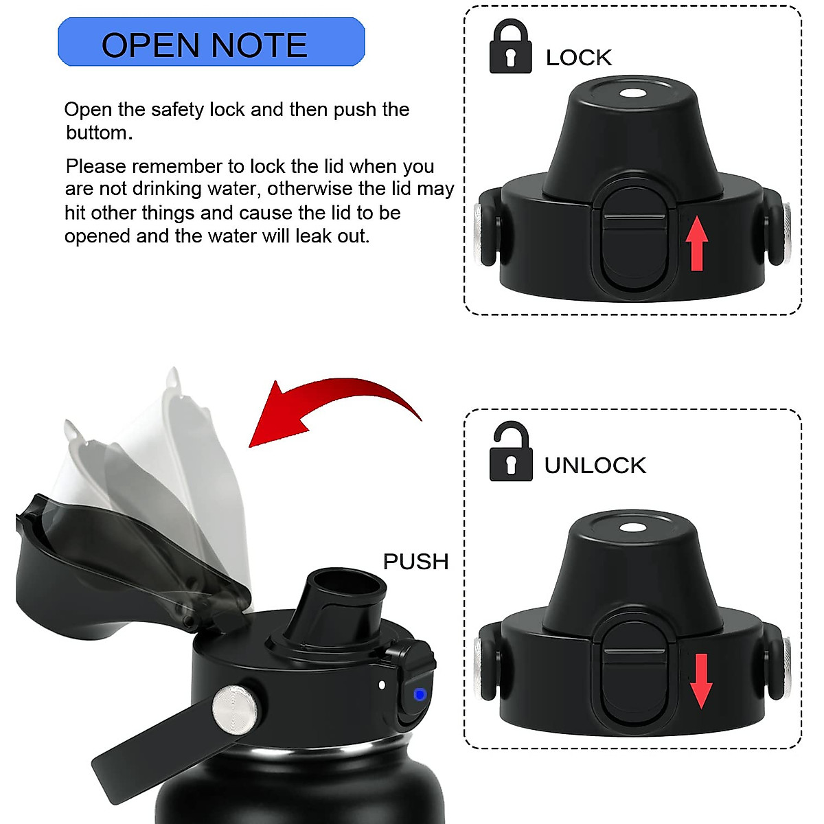 SYACOT Replacement Lid for HydroFlask Wide Mouth 12 oz, 18 oz, 20 oz, 32 oz, 40 oz, 64 oz Water Bottles, Easy to Use, Safe to Drink, BPA & TOXIN Free, Made of Quality Polypropylene Material