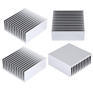 Awxlumv 4PCS 50mm Aluminum Heatsink Kit 50x50x20mm/ 1.57" (L) x 1.57"(W) x 0.79"(H) Heat Sink Cooler for GPU CPU Peltier Plate Module Router Amplifier Led Chipset Heat Radiator Cooling Fin (Sliver)