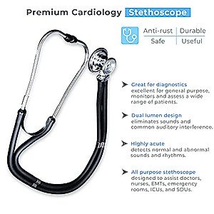 NOVAMEDIC NM-9170-BK Professional Aneroid Sphygmomanometer Blood Pressure Machine and Stethoscope Set, Universal Adult Size Cuff Arm, Manual Emergency BP Monitor Kit with Carrying Case, Black