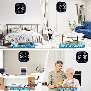 Large Digital Wall Clock, 10.55" Led Display, Automatic Brightness Dimmer Big Clock with Remote, Square Alarm Clock for Living Room Decor