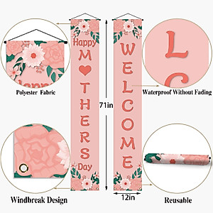 Happy Mother's Day Banner,Mothers Day Welcome Porch Sign,Mothers Day Decor Outdoor Indoor,Mothers Day Decoration and Supplies for Party