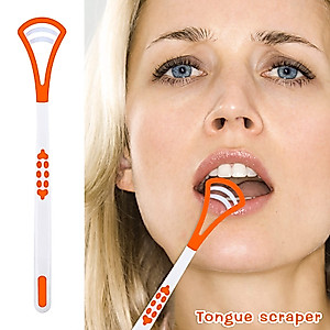 Tongue Cleaner Stainless Steel Set Tongue Scraper Tongue Brush Adult Bad Breath Removal Tongue Scraper Oral Care Tool,1Pcs (J)