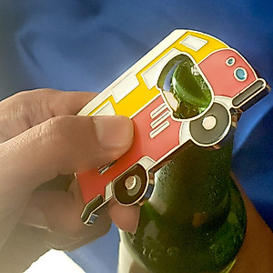 2-Pack Bottle Openers Magnet with Fridge Sticker Refrigerator Magnet Beer Bottle Openers, Christmas Bus Beer Bottle Openers for Christmas Decor Indoor Outdoor Picnic Home Kitchen Tools (Bus)