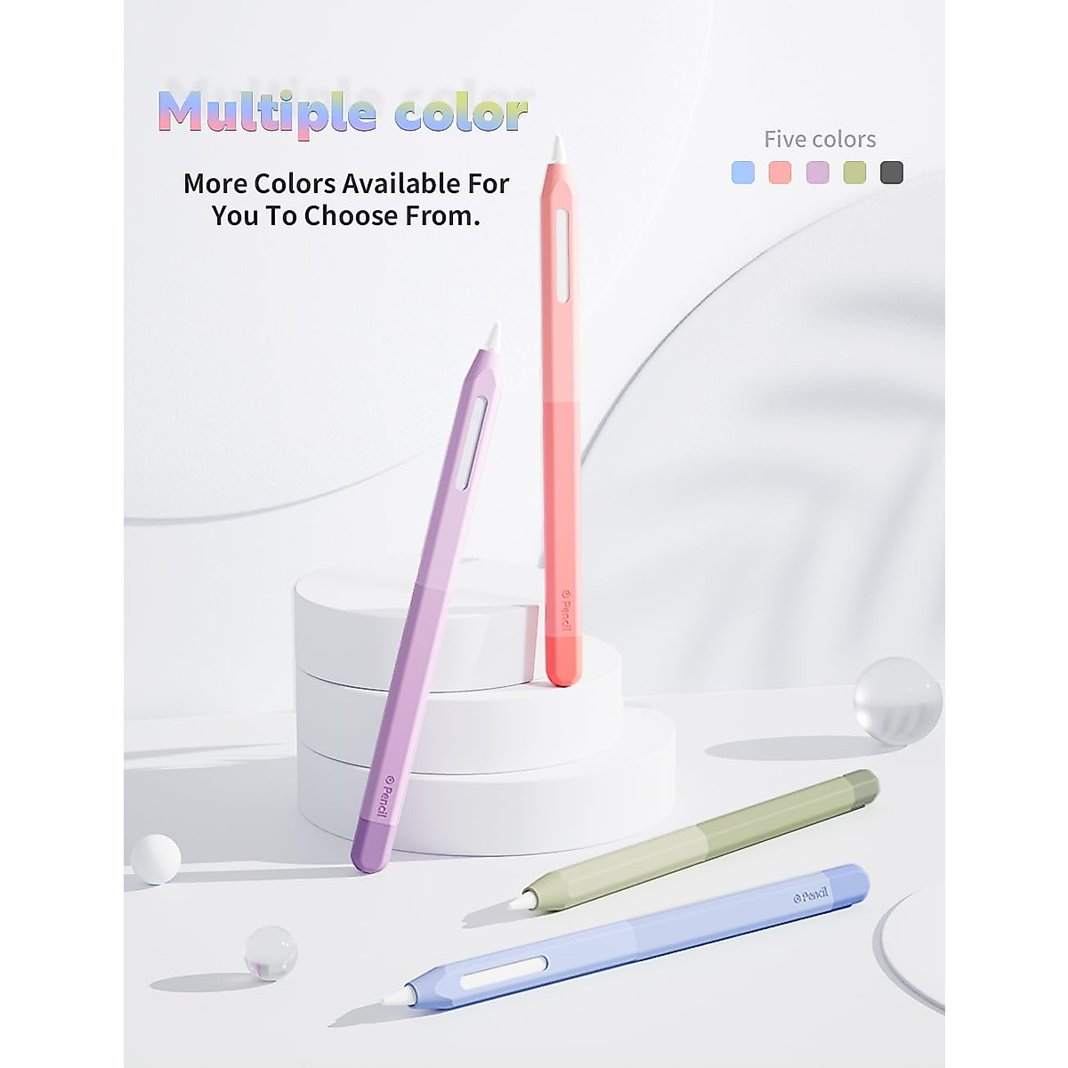 2 Pack Soft Silicone Case Compatible with Apple Pencil 2nd Generaion Cover,Protective Skin Cover Sleeve with Cap Accessories Compatible with iPad Pro 11 12.9 inch,Gradient Color,Pink+Purple