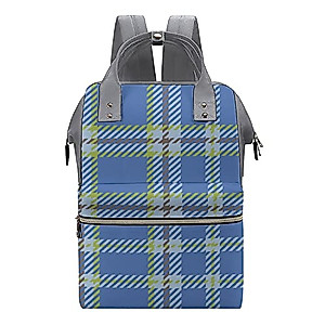 Blue Tartan Buffalo Plaid Diaper Bag Backpack Large Capacity Mommy Bags Multifunction Nappy Bag Travel Back Pack Gray-Style
