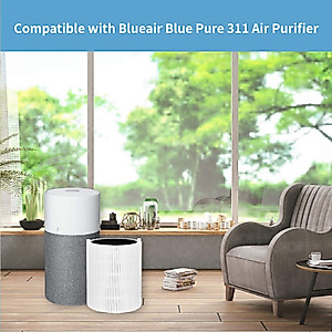 2 Pack 311 Auto Filters Replacement，Compatible with Blueair Blue Pure 311 Auto Air Purifier，2 in 1 HEPASilent and Activated Carbon Filter