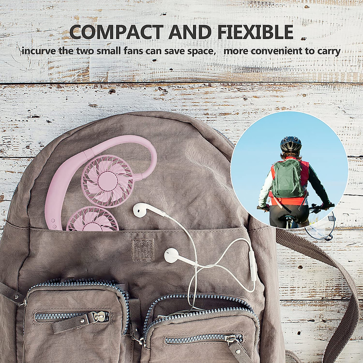 SkyGenius Rechargeable Hand Free Portable Neck Fan, Battery Operated Mini Personal Necklace Fan(Pink)