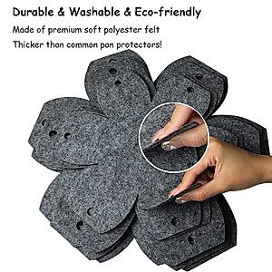 Pot and Pan Protectors, Set of 12 and 3 Different Size, Pot Dividers Pads/Cookware Protector Set/Stacking Pot Separators Protectors for Stacking and Protecting Your Cookware(Grey)