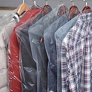MTOATOUY 20 Pack Dry Cleaner Bags Plastic Clear Bags Transparent Clothing Dust Cover Dustproof Hanging Garment Bags(23.6 x 39.4 In)