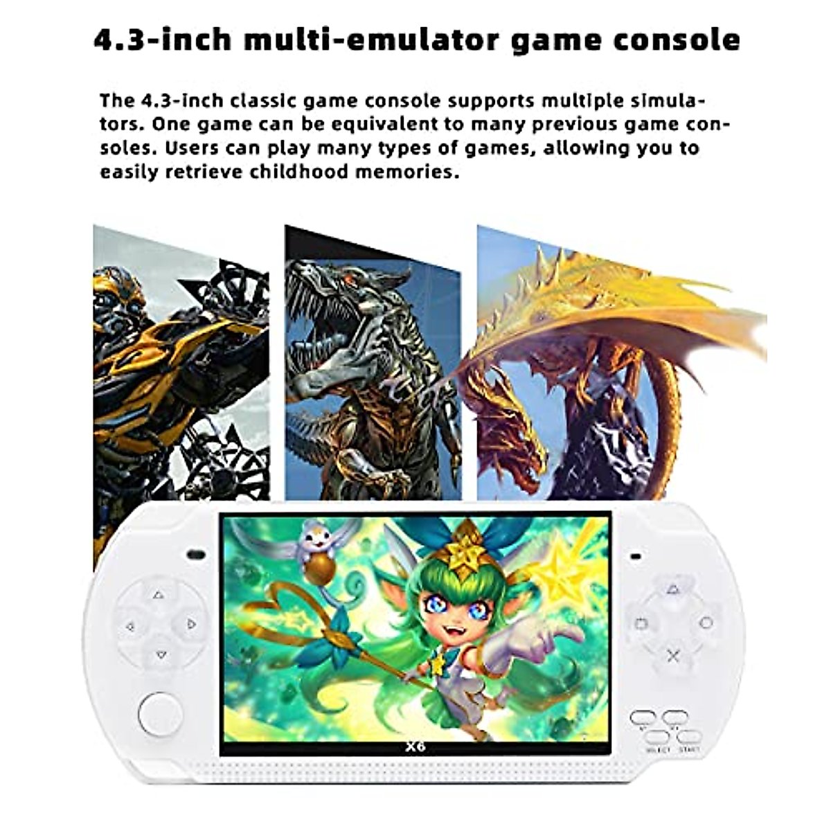 JXD 4.3 inch 8GB Handheld Game Console Built in 1500 Games for Multiple simulators x6 Retro Video Game Console mp3/mp4/Ebook TV Out Portable Game Player