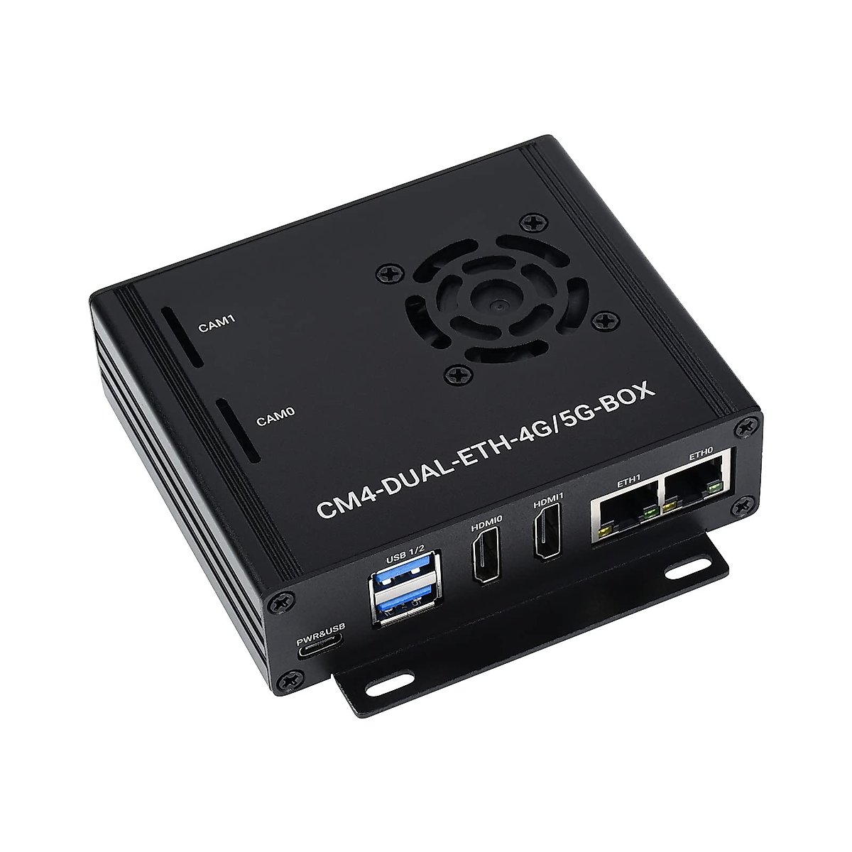 Waveshare Dual Gigabit Ethernet 5G/4G Mini-Computer Compatible with Raspberry Pi Compute Module 4 (NOT Included) with Metal Case and Cooling Fan