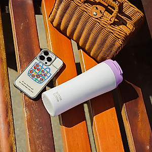 BOTTLE BOTTLE Insulated Coffee Tumblers with Dual-use Lid and Straw Double Walled Iced Travel Coffee Mug for Woman and Man 18 oz Stainless Steel Tumbler with Handle(Snow)