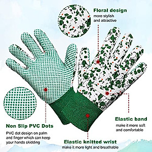 8 Pairs Garden Gloves for Women Floral Gardening Gloves Breathable Soft Work Gloves Women Ladies Cotton Garden Gloves with Non Slip PVC Dots for Weeding Planting Fishing Yard Cleaning Seeding