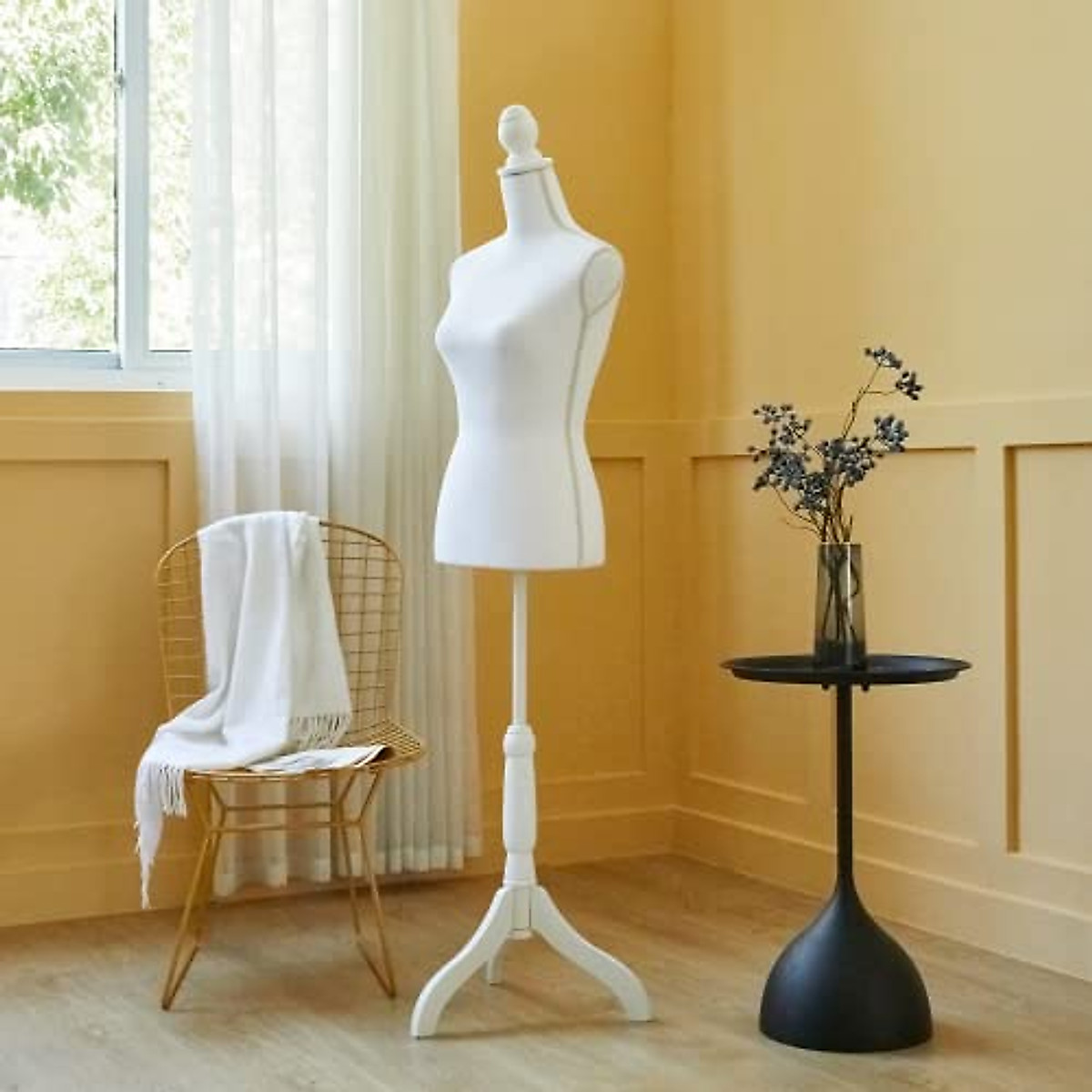 Dress Form Mannequin Torso, Female Sewing Bust Manikin Body, Pinnable Dressmaker Form with Stand for Display, Clothing Design, White