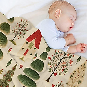 Throw Blankets Vintage Red and Green Christmas Trees Blanket Super Soft Cozy Rustic Style Nature Forest Blanket 40"x50" Couch Sofa Throw Blanket for Girls Birthday Valentines Gifts