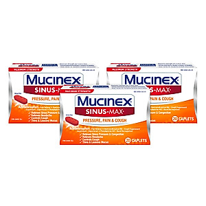 Mucinex Sinus-Max Maximum Strength for Pressure, Pain & Cough 20 ea ( Pack of 3)