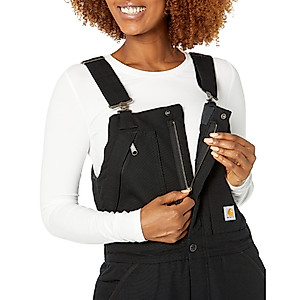 Carhartt womens Loose Fit Washed Duck Insulated Biberall Overall, Black, 2X US