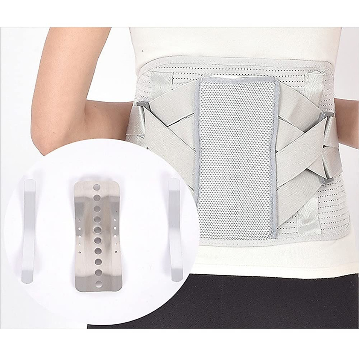 Self-Heating Back Brace For Lower Back Pain Relief Lumbar Support Belt With 3 Removable Lumbar Pads And Support Plates Women Men Sciatica Scoliosis Herniated Disc Breathable Grey ( Size : XL/X-Large )
