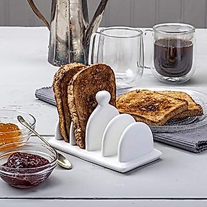 WM Bartleet & Sons 1750 Traditional Porcelain 4 Slot Toast Rack with Carry Handle/Knob– White