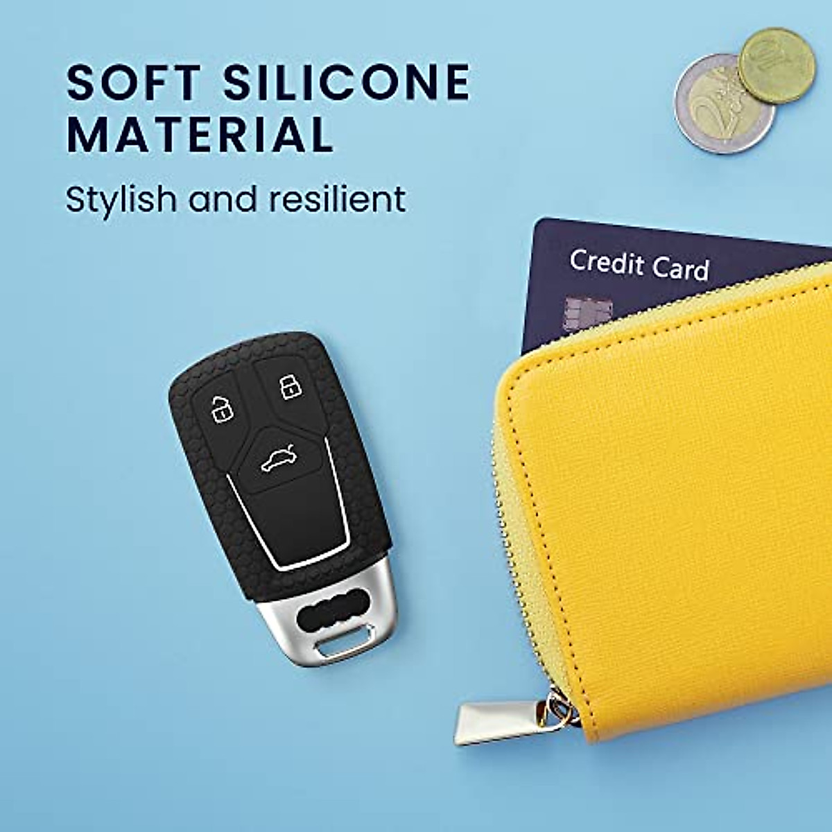 kwmobile Key Cover Compatible with Audi - Black/White