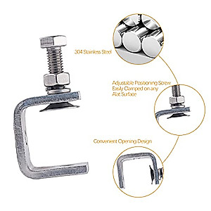 4PCS C-Clamp Stainless Steel Clamps Heavy Duty Bracket for Woodworking Mount, with Wide Jaw Openings
