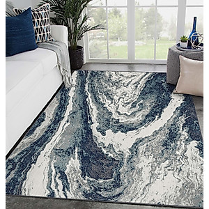 LUXE WEAVERS Abstract Wavy Marble Swirl Gray 8x10 Area Rug