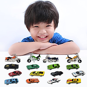 ArtCreativity Diecast Car and Motorcycle Toys, Set of 25, Cool Motorbike and Car Toys for Kids in Window Box, Fun Pretend Play Toys for Boys and Girls, Idea, Car Party Favors