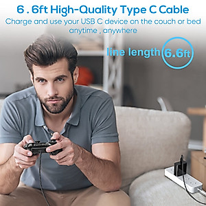 USB C Charger for Steam Deck, 65W 45W Fast PD Foldable Power Adapter for Stream Deck with 6.6FT Type C Charging Cable, Travel Charger Compatible with Nintendo Switch/Xbox /PS5 /Tablet/Laptop/Phone