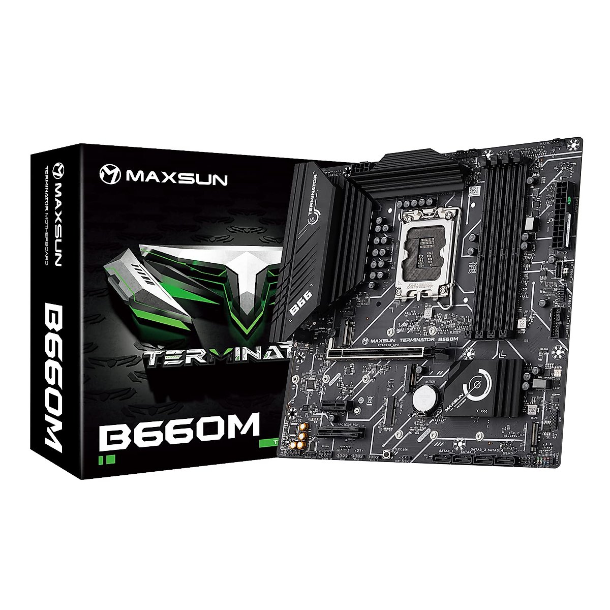 MAXSUN Terminator B660 LGA 1700(Intel 12th Gen) mATX Motherboard (PCIe 4.0, DDR4,3xM.2 Slots, 2.5Gb LAN, DP, 2 x HDMI, VGA, Rear USB 3.2 Gen 1, Front USB 3.2 Gen 2 Type-C)
