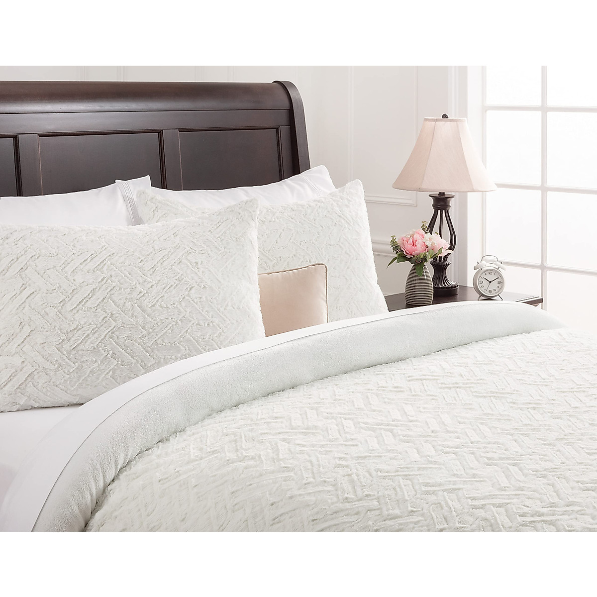 Chanasya Premium Soft Cloud Faux Fur Duvet Cover Bedding Set Queen Size - 3 Piece Combo Set - Textured Embossed Fuzzy Soft Velvet Mink Bedcover - Zipper Closure Machine Washable - Tan Turquoise