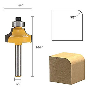 1/4-Inch Shank Roundover Edging Router Bit Set, Woodworking Milling Cutter Tools Corner Rounding Edge-Forming Bit Set 1/8", 1/4", 3/8", 1/2" Radius (4 Pack)
