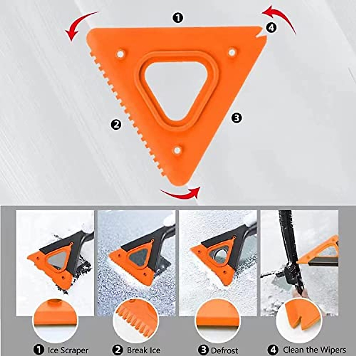 DUGAO 43" Ice Scrapers for Car Windshield Extendable Snow Brush 5 in 1 with Squeegee Foam Grip and 360° Pivoting Brush Head for Car SUV Truck