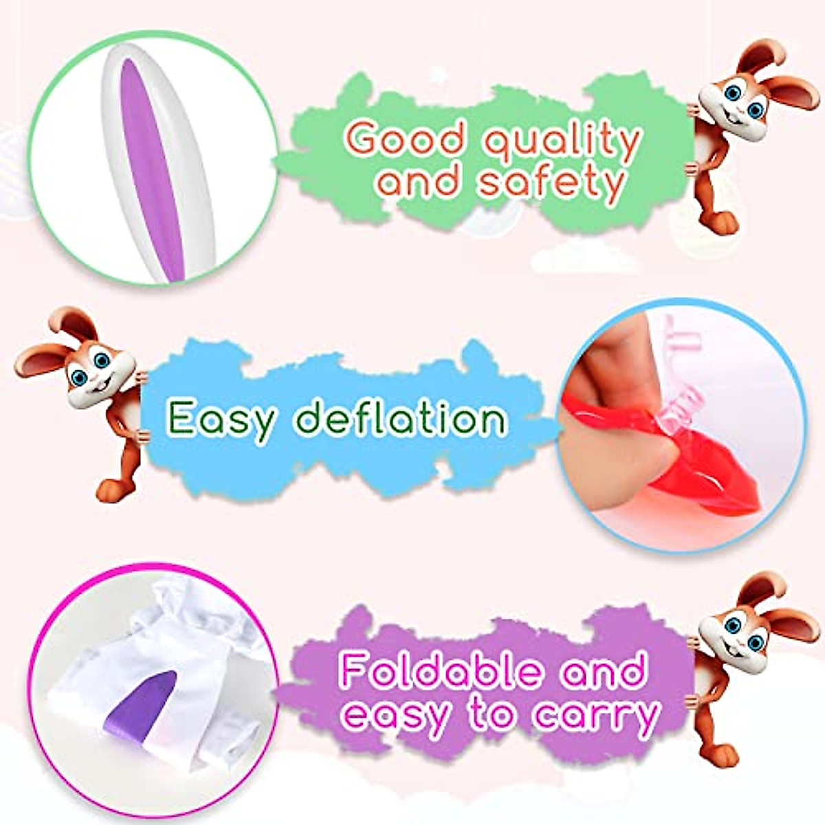 Easter Game Inflatable Bunny Ring Toss Games 2 Sets & 8 Rings, Inflatable Ring Toss Games 11Pcs with Pump for Easter Party Favors Indoor Outdoor Games