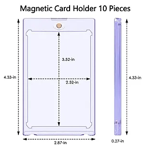 10 ct Magnetic Card Holder 35pt, Trading Card Hard case, Card Protector Hard Plastic, Hard Card Sleeves Display case for Standard Collection Cards