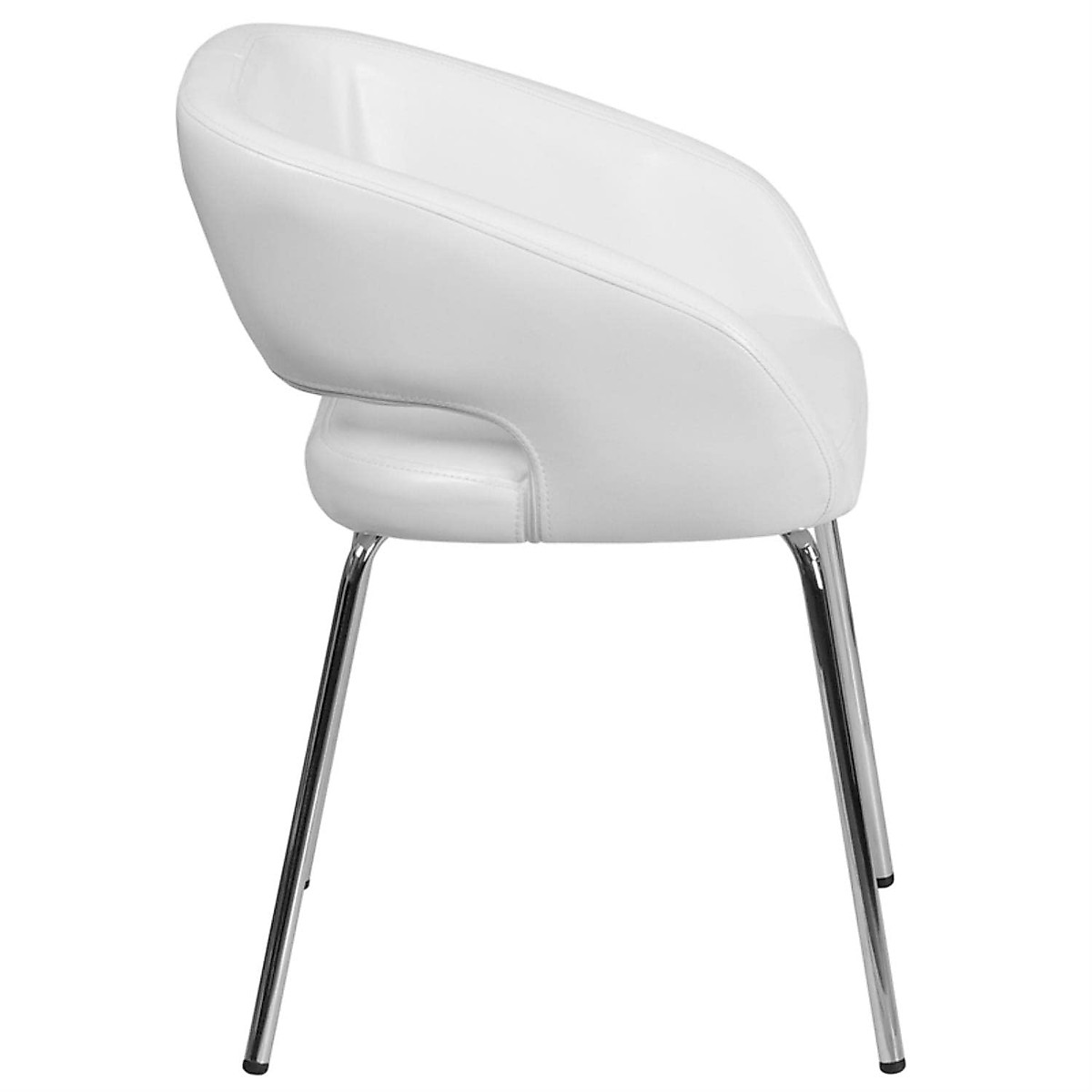 Flash Furniture Fusion Series LeatherSoft Upholstered Side Reception Chair, Retro Padded Lounge Chair for Living Room or Office, White